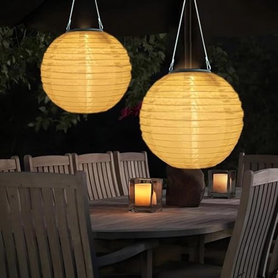 Weerbestendige lampions op zonne-energie voor buiten - 2 stuks, 20 cm ...