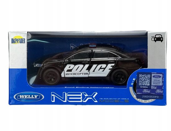 Welly Ford Police Interceptor Zwart Metaal 1:34 Politie Model Auto | bol