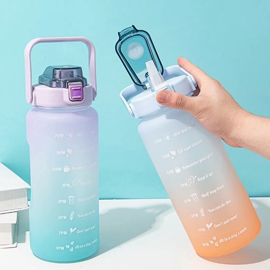 2 liter waterfles, sportwaterfles, waterfles met rietje, met ...