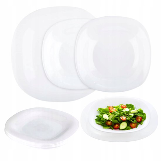 Luminarc Carine 18-delig Wit Vierkant Servies voor 6 Personen | bol