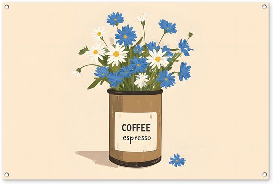 Tuinposter 120x80 cm - Tuindecoratie Coffee - Blik - Minimalistisch ...