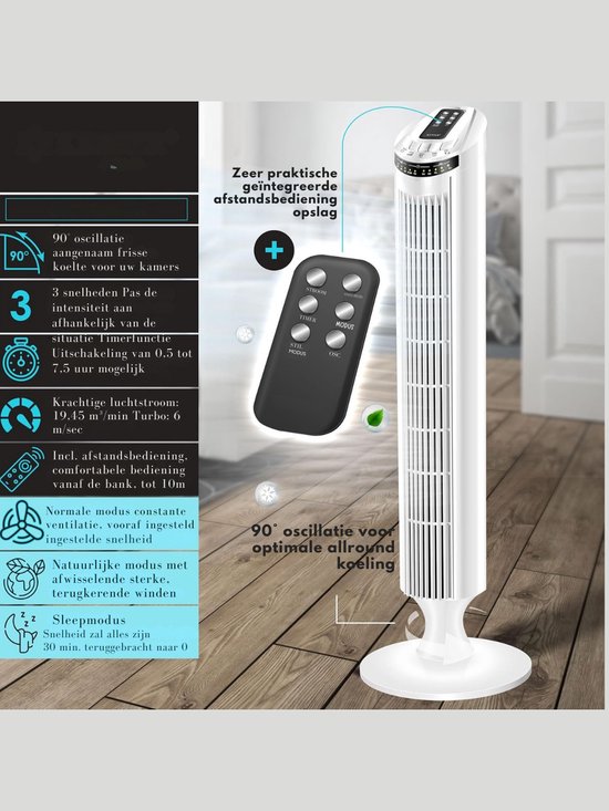 MMM® Ventilator Toren - Ventilator Staand - Ventilatoren - met ...