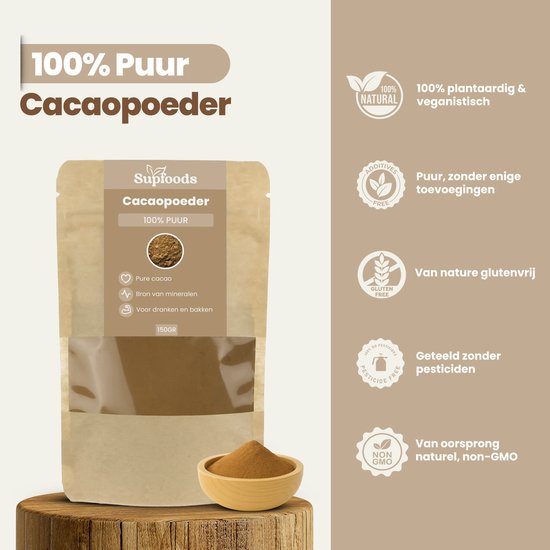 Cacao Poeder 100% Puur - 600gram - Rijk aan Antioxidanten, Magnesium en ...