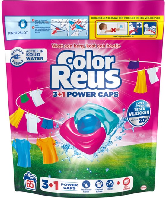12 x Color Reus - 3+1 Power Caps - Gekleurde Was - 65 Wasbeurten ...