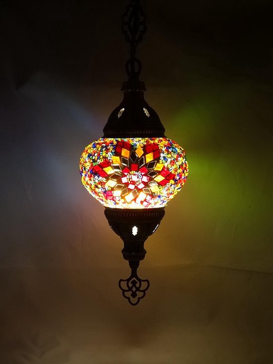 Oosterse lamp - hanglamp multicolour - 1 stuk - handgemaakt mozaïek ...