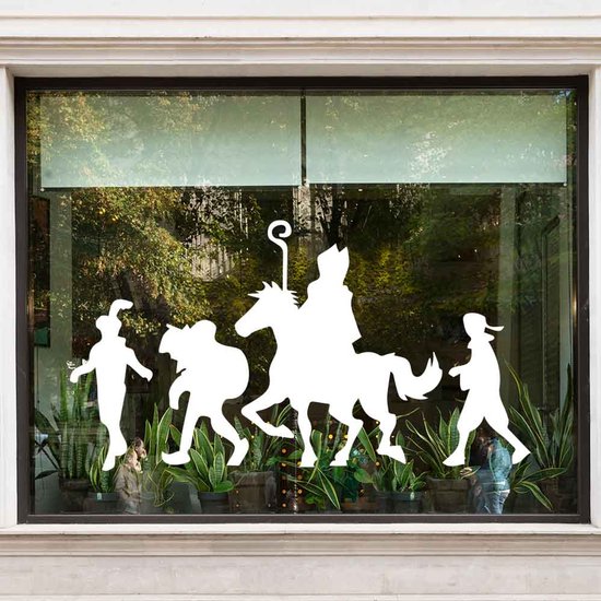 Raamsticker Sint en 3 pieten - Rood - m M | bol