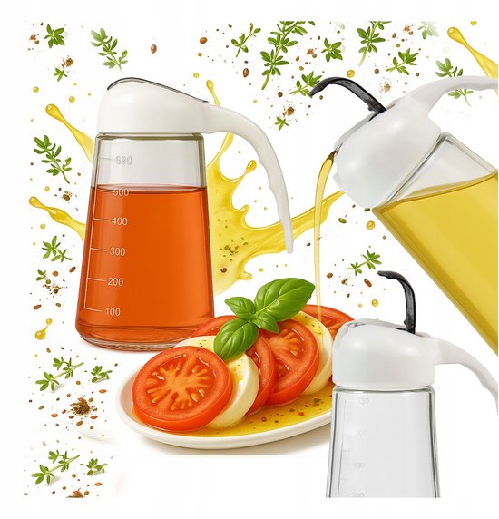 Glazen Oliedispenser 600 ml met Maatstreep en Handvat | bol