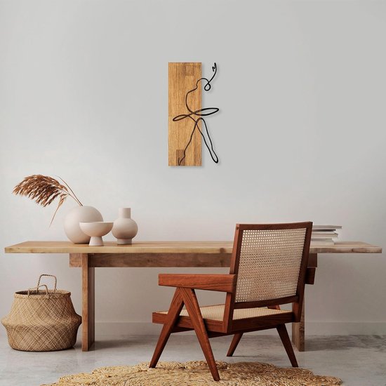 Decoratief houten wandaccessoire - modern - 1 stuk - walnoot en zwart ...