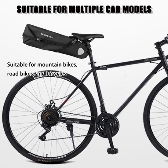 Zwarte Fietszadeltas 10 liter - Waterdicht en eenvoudig te monteren ...