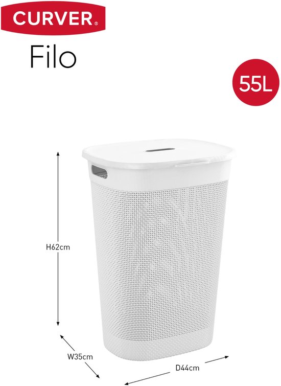 Curver Filo Wasbox - 55L - 44x35x61 cm - Wit | bol