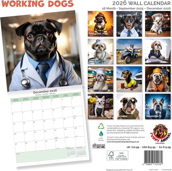 Honden aan het Werk Kalender 2026 | bol
