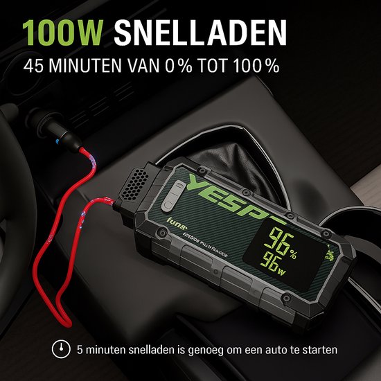 Yesper Armor Jumpstarter 12V - 20.000mAh - 3000A - Accu Booster voor ...