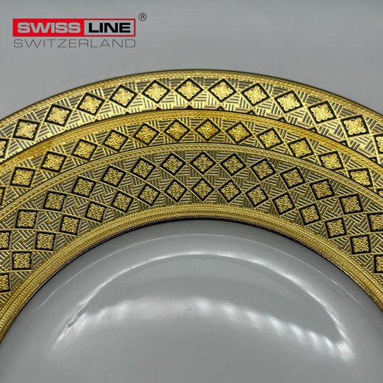 Swiss Line Switzerland - 36 delig serviesset - wit/goud - Borden - S/M ...