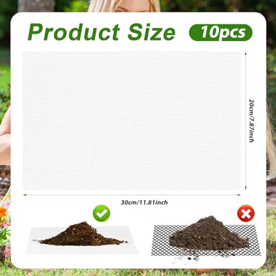 10pcs Flower Pot Wire Mesh Pad, 30x20cm Bonsai Mesh Drainage Screens ...