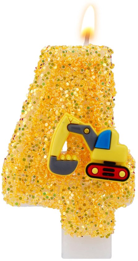 Truck Birthday Candle, Construction Theme Truck Number Candles Yellow ...