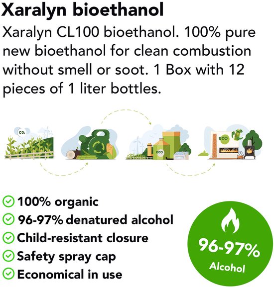 Xaralyn Bio-ethanol CL100 (24 x 1 Liter) - 100% zuivere bio ethanol ...