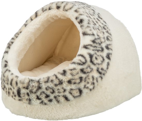 Trixie kattenmand iglo leo soft pluche creme / panterprint | bol