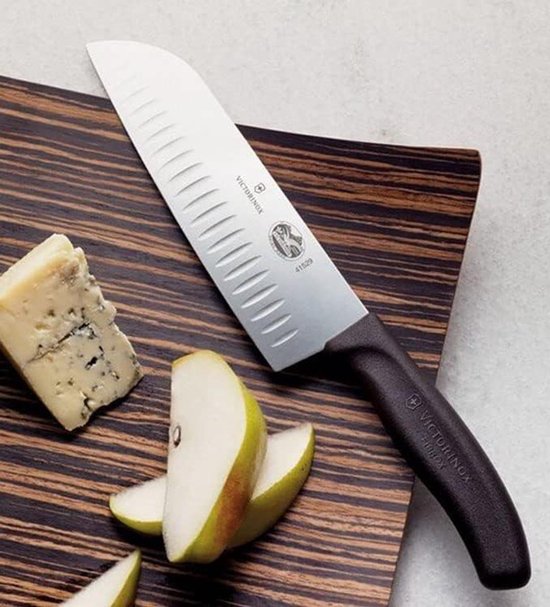 Santoku mes met gekarteld, extra scherp lemmet van roestvrij staal ...
