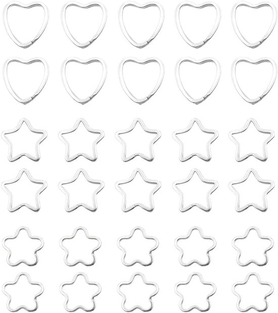 Pack of 30 Metal Sleutelhangers - Ster Vorm - Bloem Sleutelhanger ...