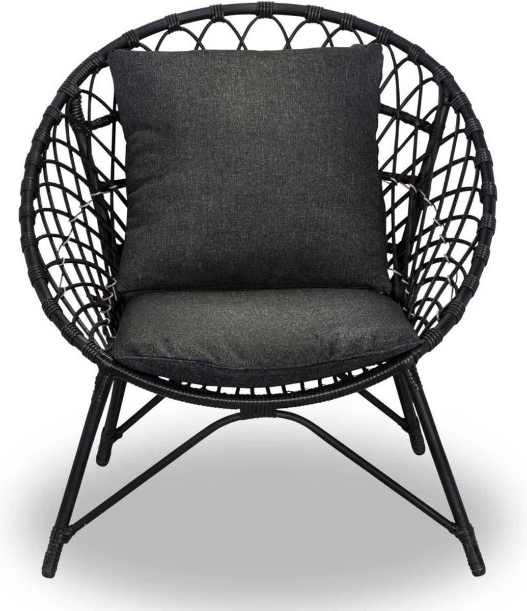 Amos loungestoel | wicker | zwart | bol.com