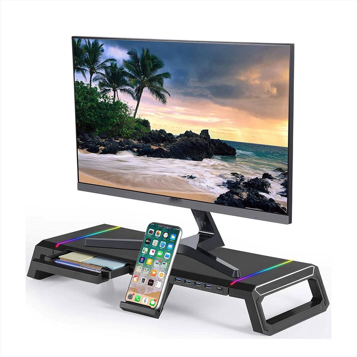 Luxiqo® Desktop Monitor Standaard – Monitor Verhoger – Laptop Verhoger ...