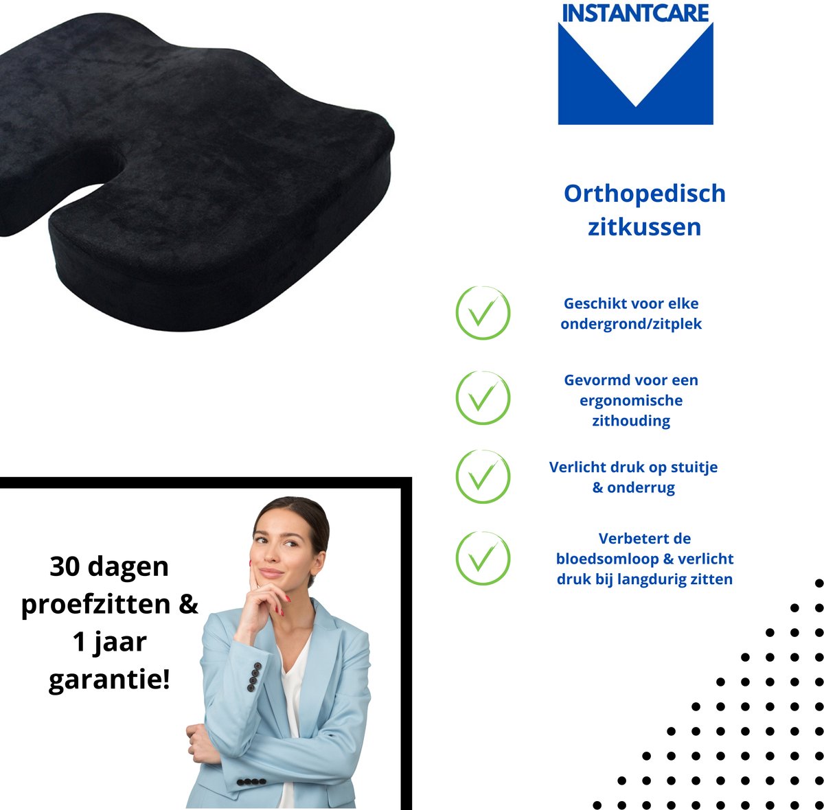 Zitkussen ergonomisch - Gel - Traagschuim - stuitje - wigkussen ...