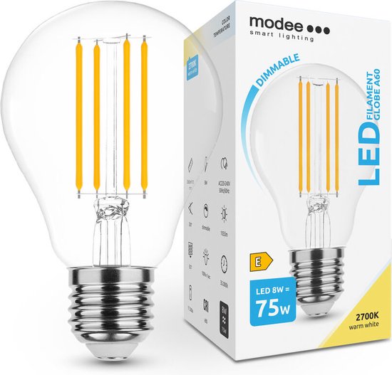 LED Filament lamp dimbaar - E27 A60 8W - vervangt 75W - 2700K warm wit licht | bol.com