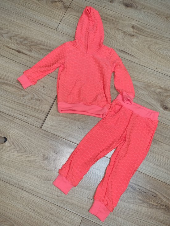 Meisjes Joggingpak hoodie en joggingbroek, felroze, maat 134/140 | bol