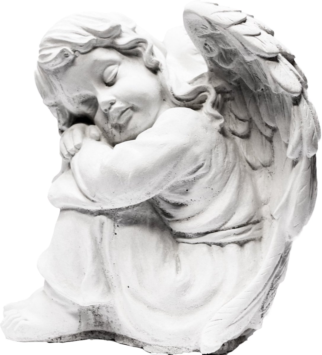 Tuinbeeld Engel Wit (meisje) zittend - Hoogwaardige kwaliteit - Perfect ...