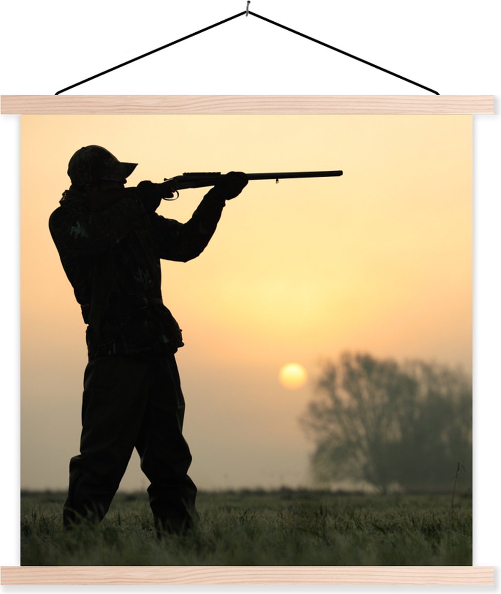 Posterhanger incl. Poster - Schoolplaat - Silhouet van een jager die ...