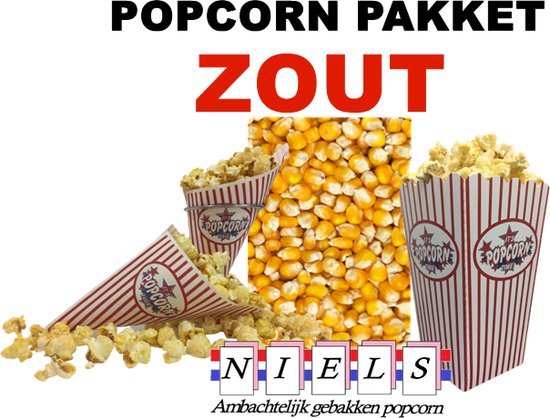 Popcorn pakket Maak je eigen popcorn ZOUT 50 porties met zakjes en ...