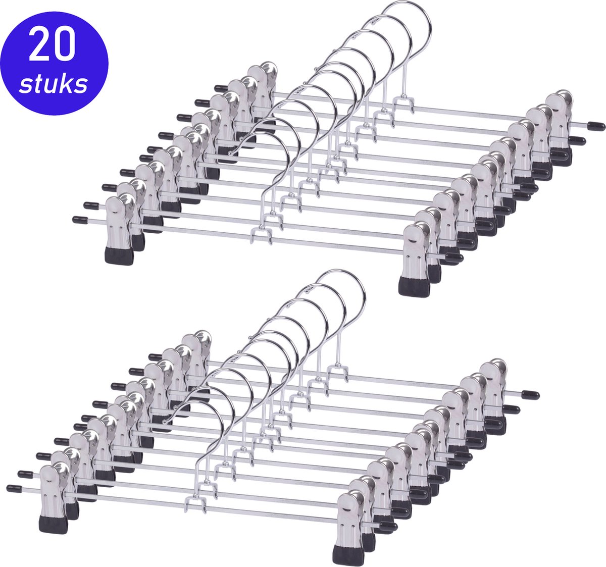 metalen Broekhangers met Verstelbare Antislip Knijpers 20 stuks ...