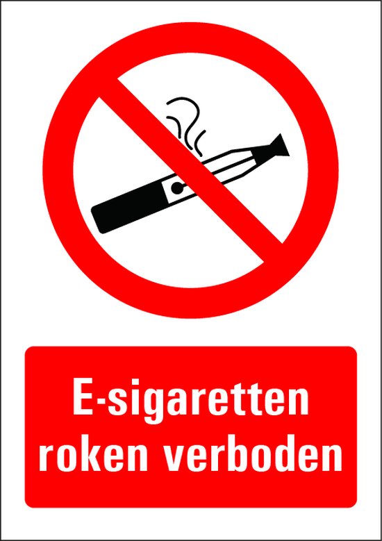 Verboden E-sigaretten te roken sticker met tekst 297 x 420 mm | bol