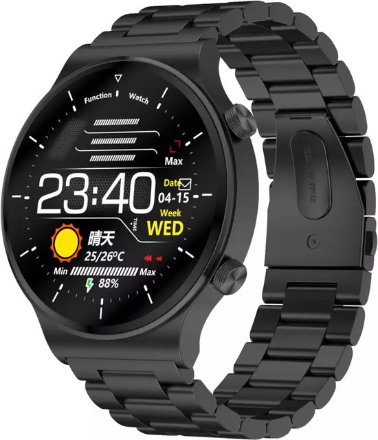 Black Smartwatch Elite 2 - Smartwatch heren - Smarwatch dames ...