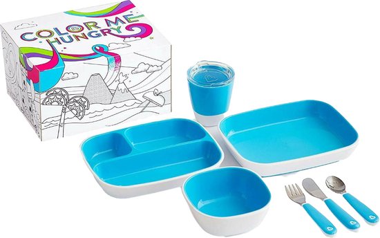 Munchkin color me hungry blue - 7 delige eetset | bol.com