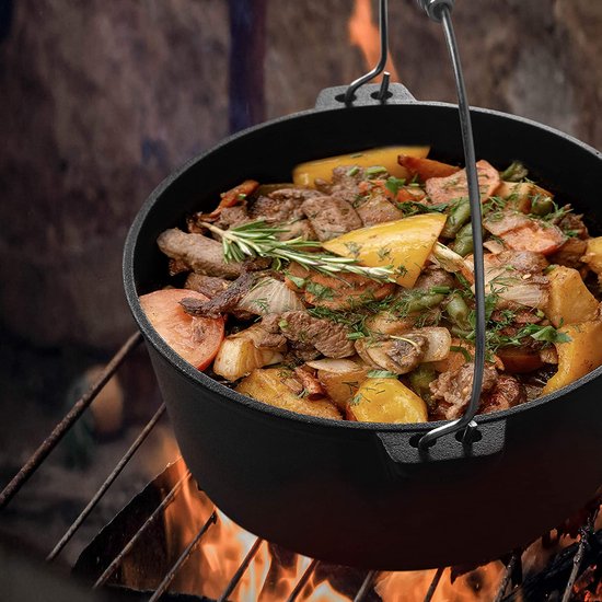 Ribelli BBQ 7-delige Dutch Oven set in houten kist, gietijzer ...