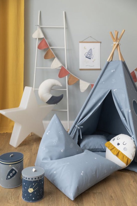 Kinder Zitzak Beanbag Kinderkamer Cosmic Blue Wigiwama - Zitzak Kind ...