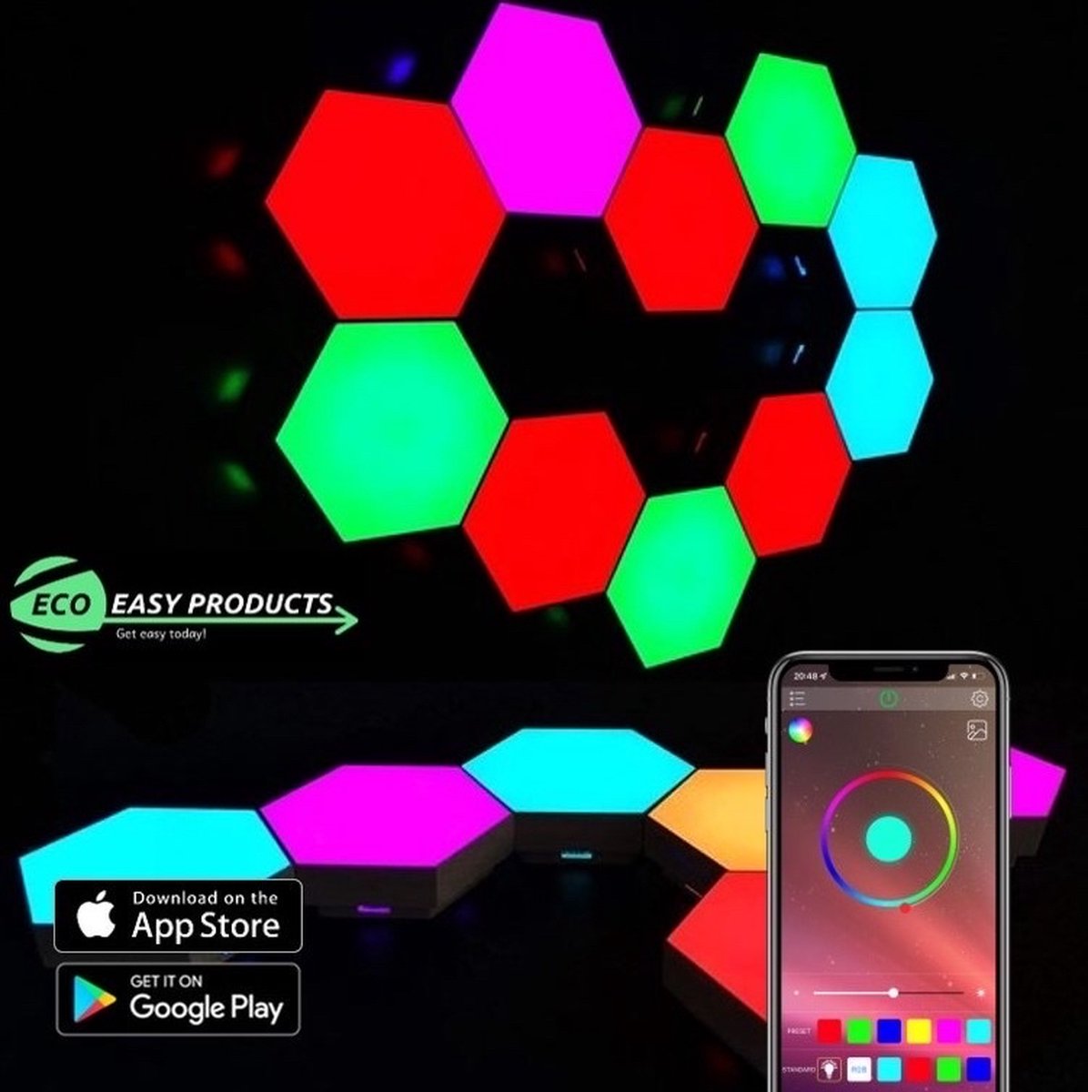 Hexagon LED Lights - Wandlamp Binnen – RGB LED Verlichting - Gaming ...