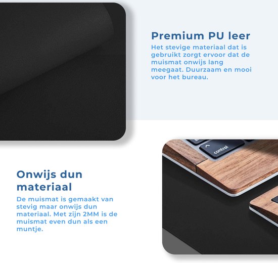 Voomy XXL Muismat - Bureau Onderlegger - PU Leer - 80x40 - Zwart | bol