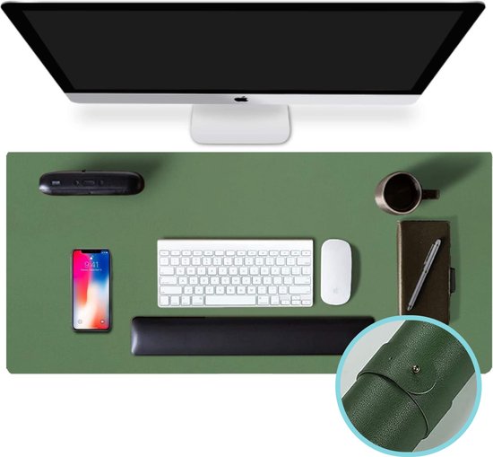 Voomy XXL Muismat - Bureau Onderlegger - PU Leer - 80x40 - Donker Groen ...