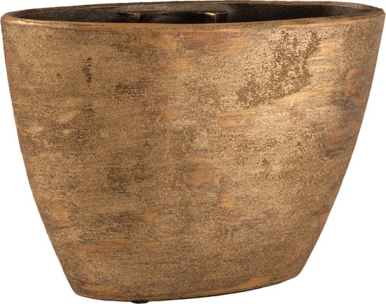 J-Line Bloempot Hoog Oneffen Ruw Keramiek Goud Large Set van 2 stuks ...