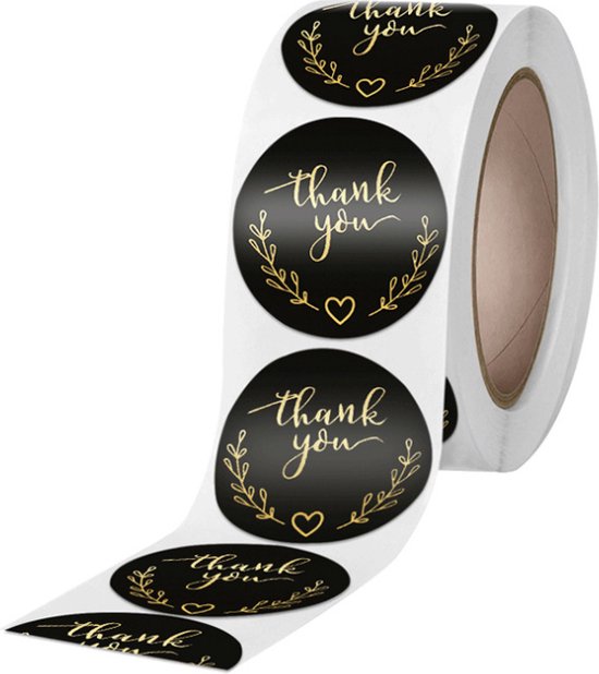Thank You stickers 50! stuks! 3,8 cm - XL - Hartje - Zwart Goud - Sluitstickers -... | bol