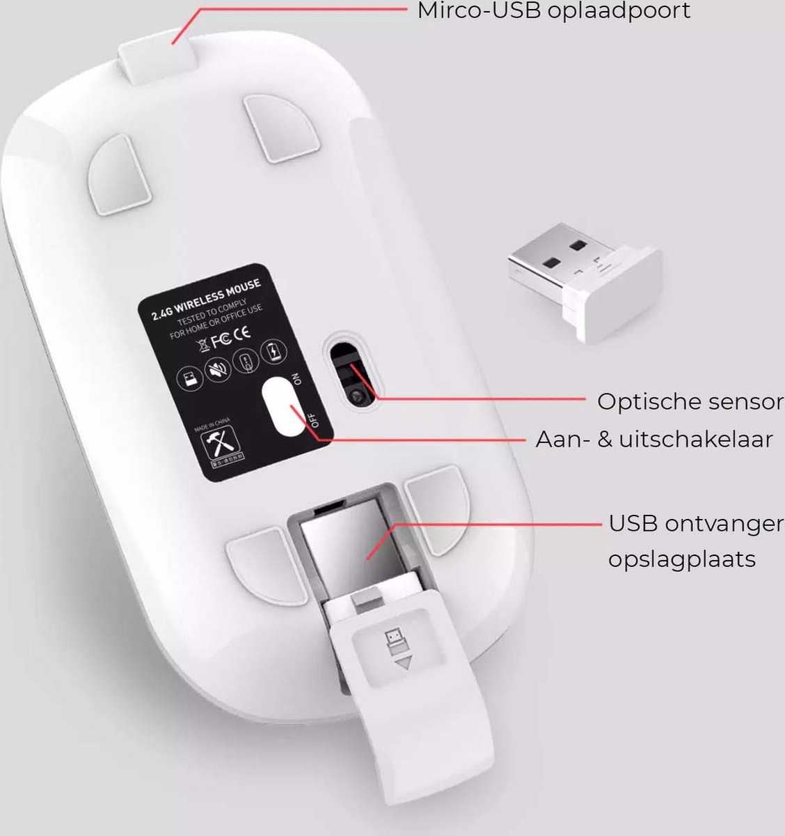M30 Draadloze muis Wit - Wireless mouse - Oplaadbare computer muis ...