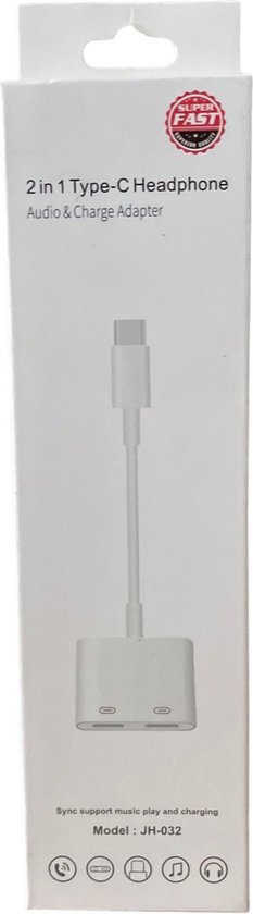 Type- C 2 in 1 Charger Headphone Audio& Charge Adapter | bol