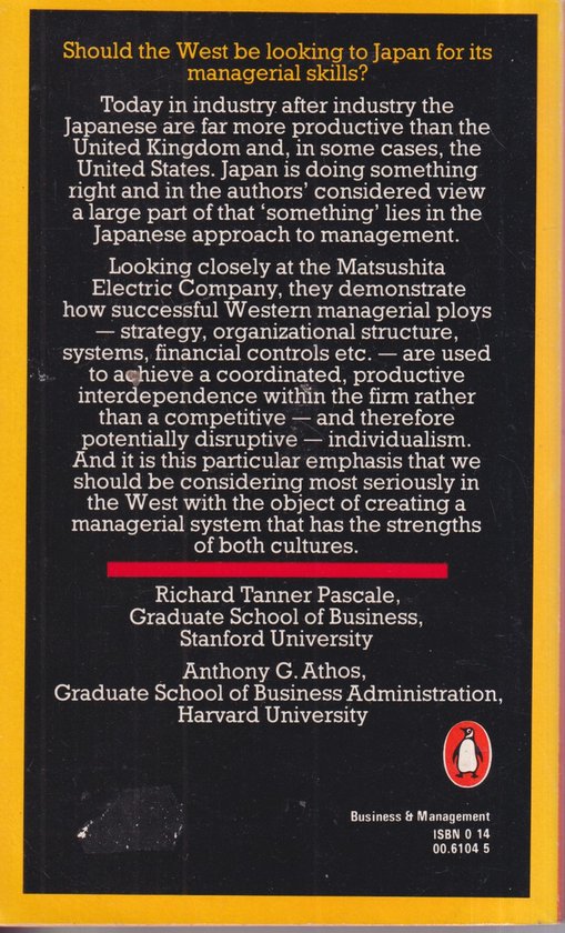 The Art of Japanese Management, Richard Tanner Pascale | 9780140061048 | Boeken | bol