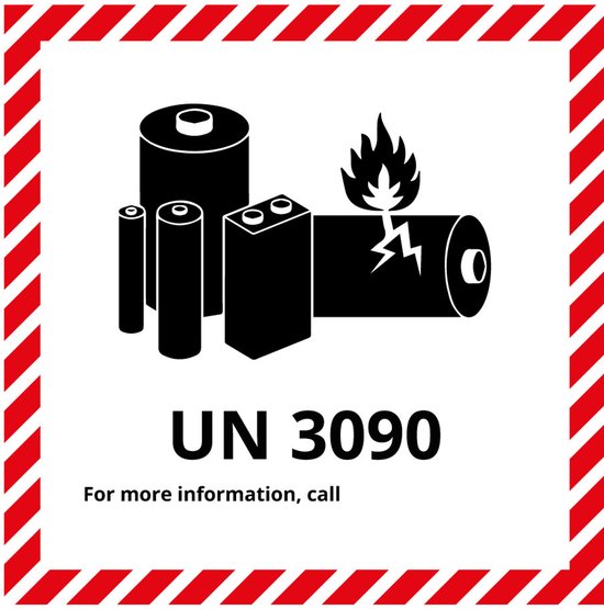 UN3090 sticker lithium-metal batterijen 100 x 100 mm | bol