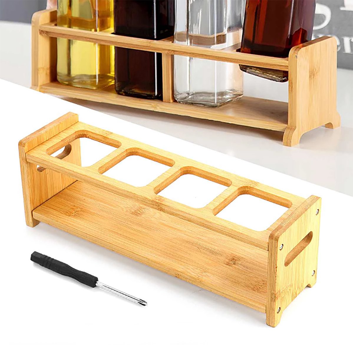 Keuken Opbergrekje Hout - 4 Gaten - Keukenrek - Houten Rekje ...