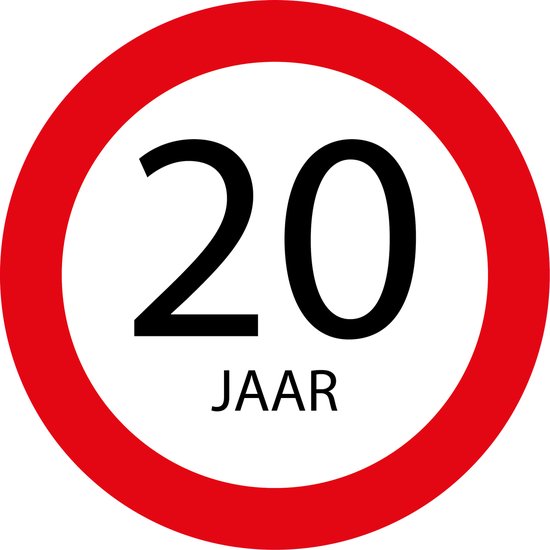 Raamsticker '20 jaar' verkeersbord | 80x80cm | Herbruikbaar! | bol