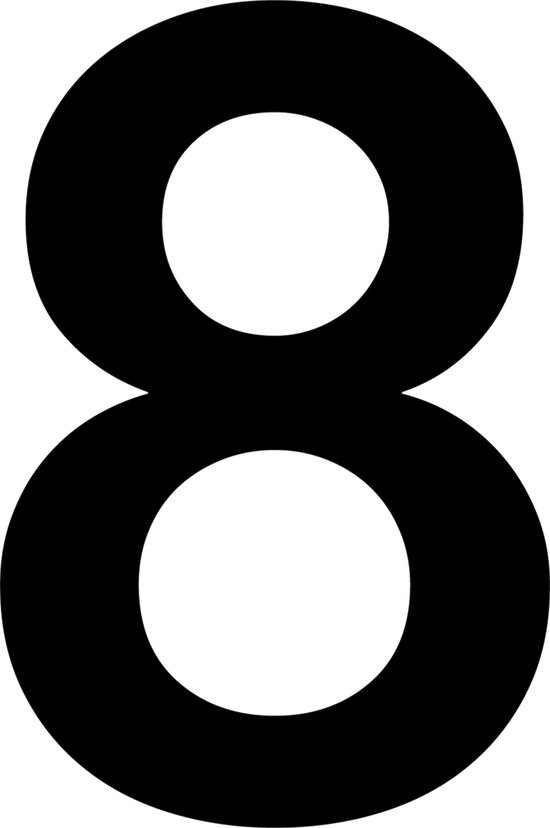 Huisnummer zwart 20 cm - cijfer 8 - Aluminium - mat zwart - vrijstaand ...