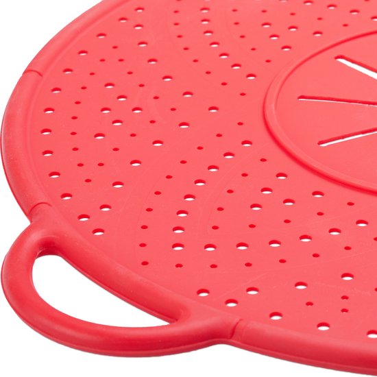 Relaxdays 1x spatdeksel silicone - 30 cm Ø - rode anti-overkookdeksel - hittebestendig | bol.com